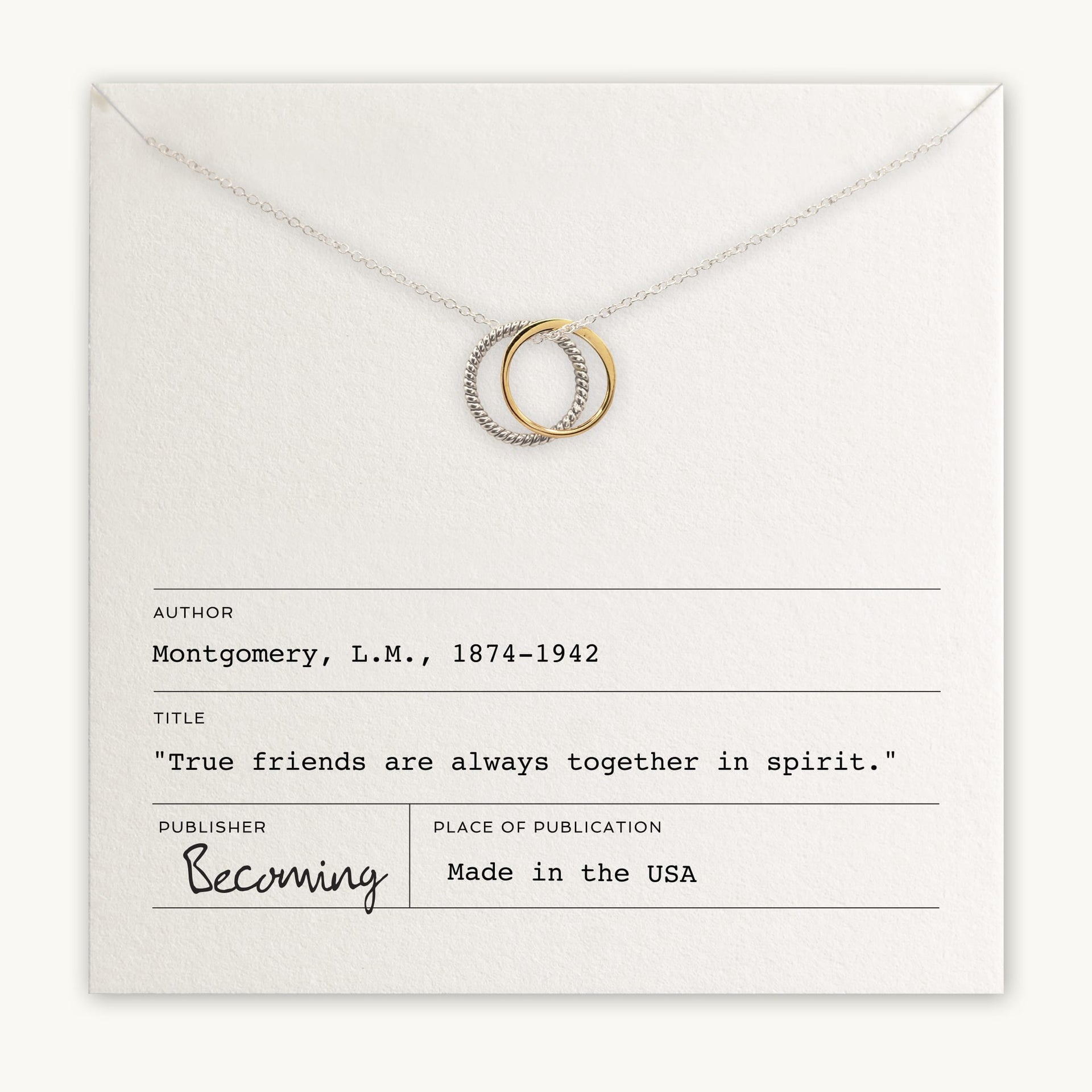 True Friends L.M. Montgomery Necklace - Best Friend Quote Jewelry ...